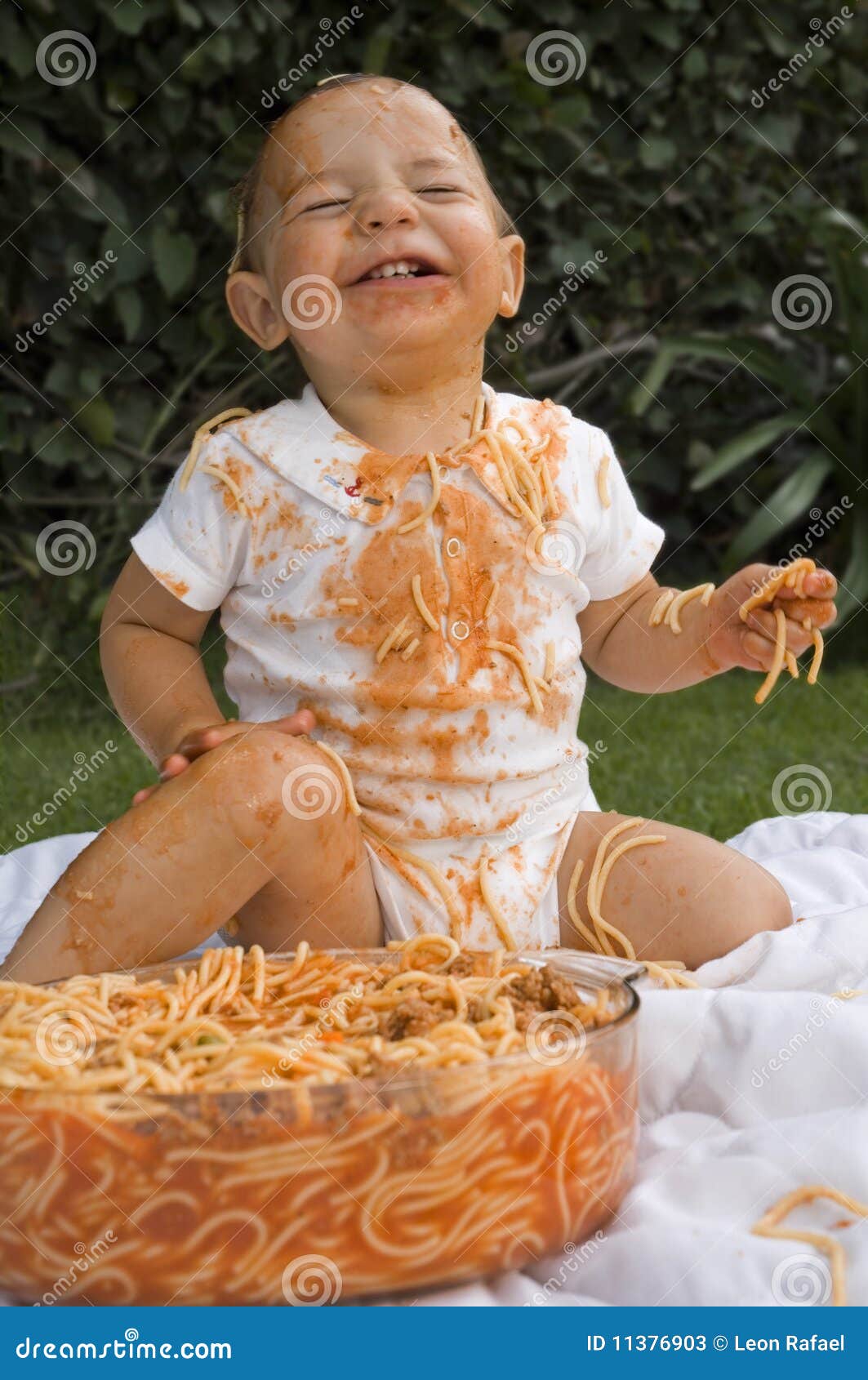 Spaghetti Eating Mess stock image. Image of naughty, happy - 11376903