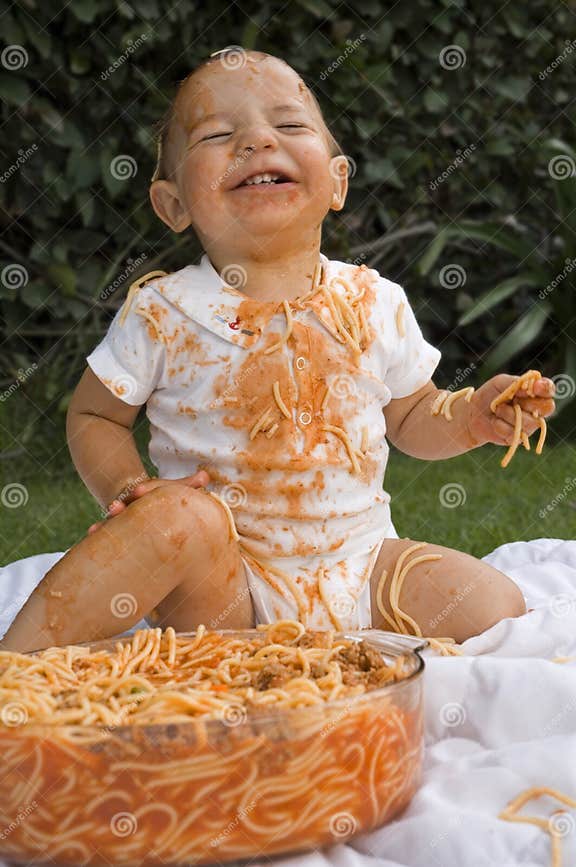 Spaghetti Eating Mess stock image. Image of naughty, happy - 11376903