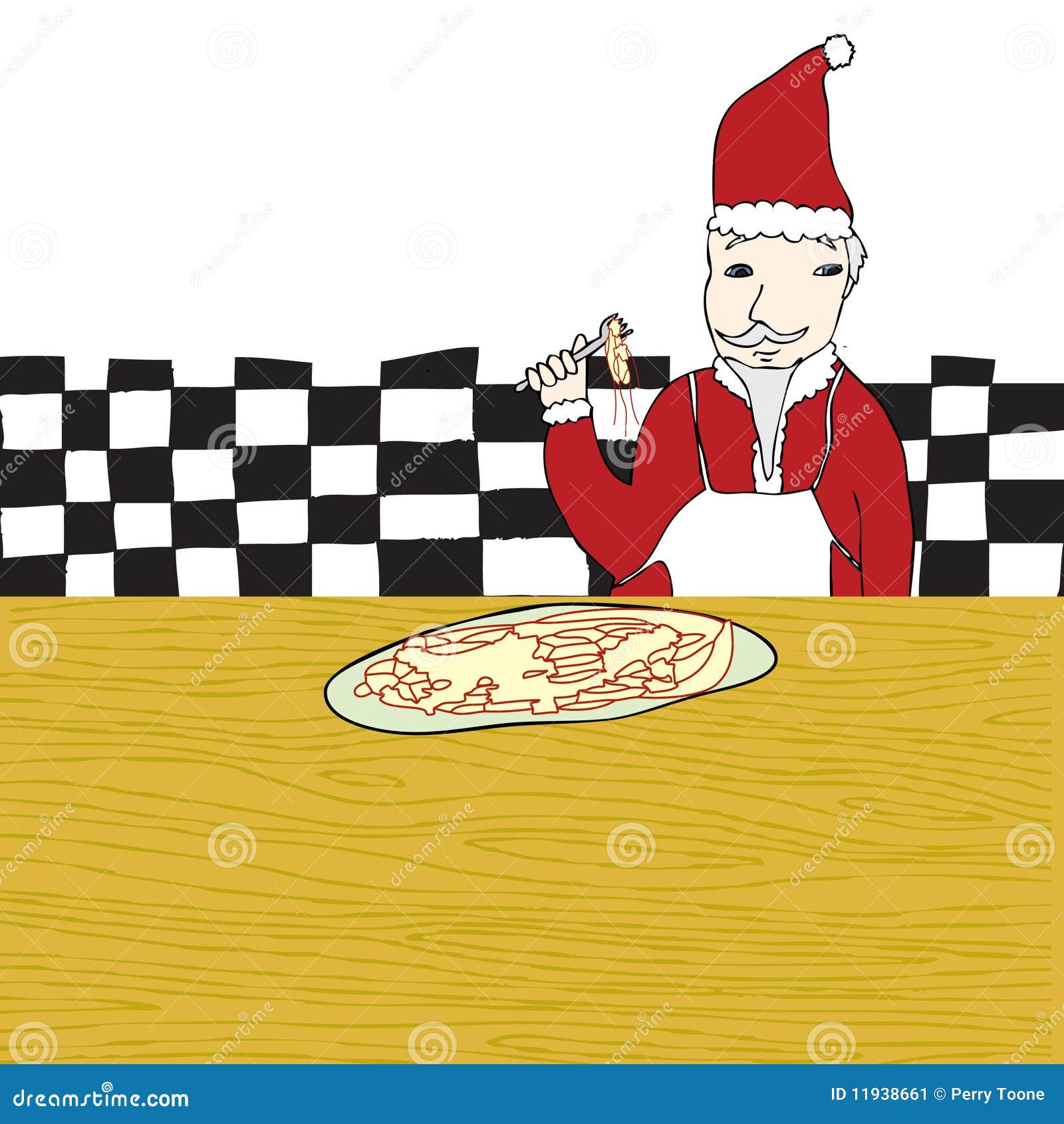 Spaghetti Eating Santa stock vector. Illustration of greeting - 11938661