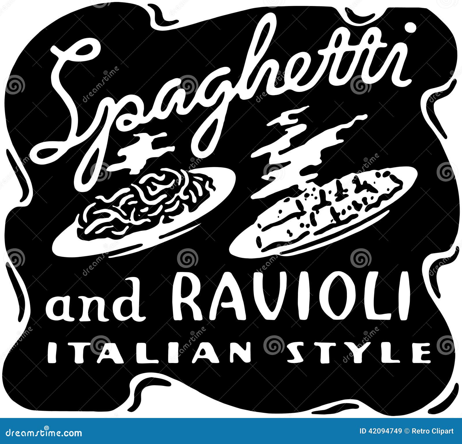 Spaghetti et ravioli illustration de vecteur. Illustration du nostalgie ...