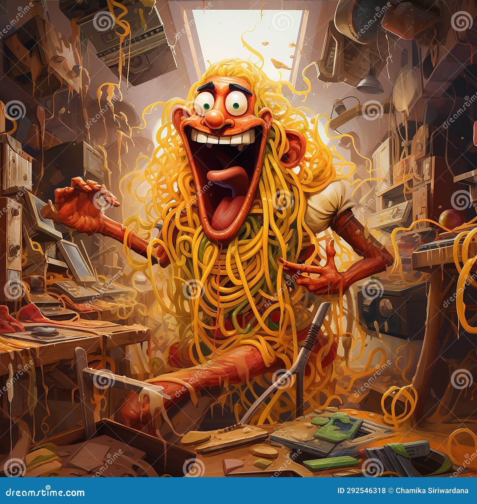 Spaghetti Face Men Dancing in the Kitchen AI Generated Stock ...
