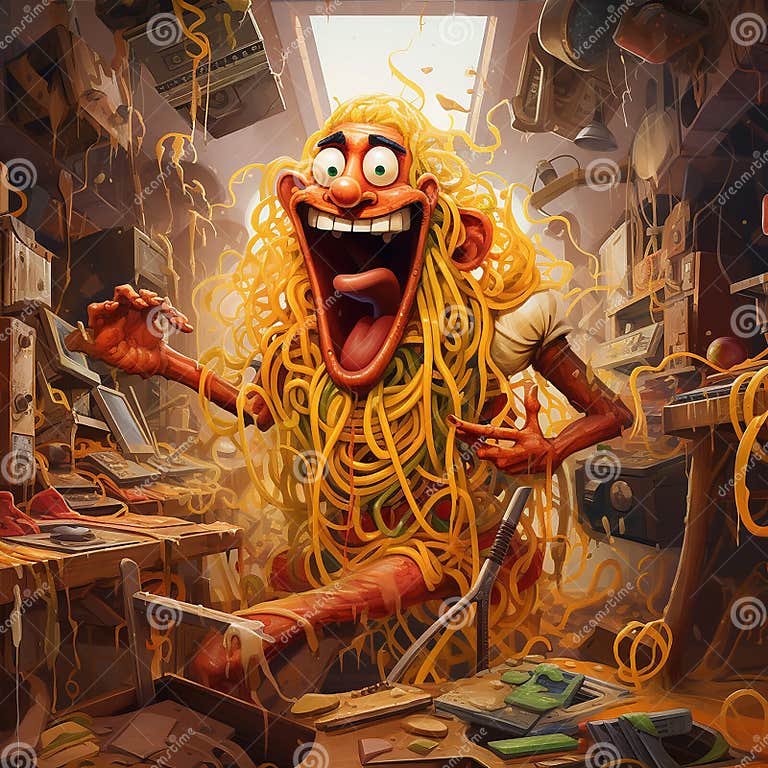 Spaghetti Face Men Dancing in the Kitchen AI Generated Stock ...