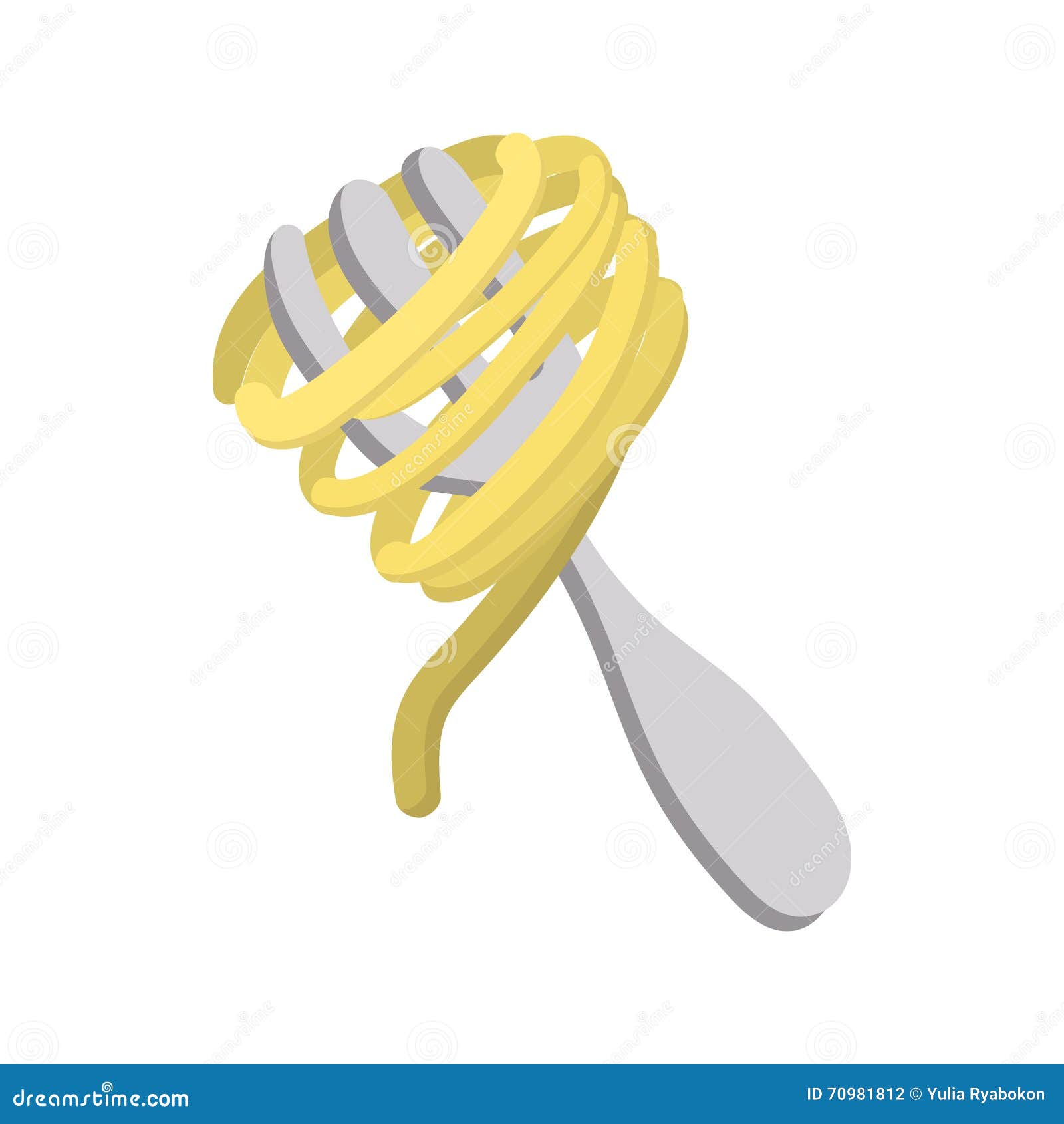 Spaghetti on a Fork Icon, Cartoon Style Stock Vector - Illustration of ...