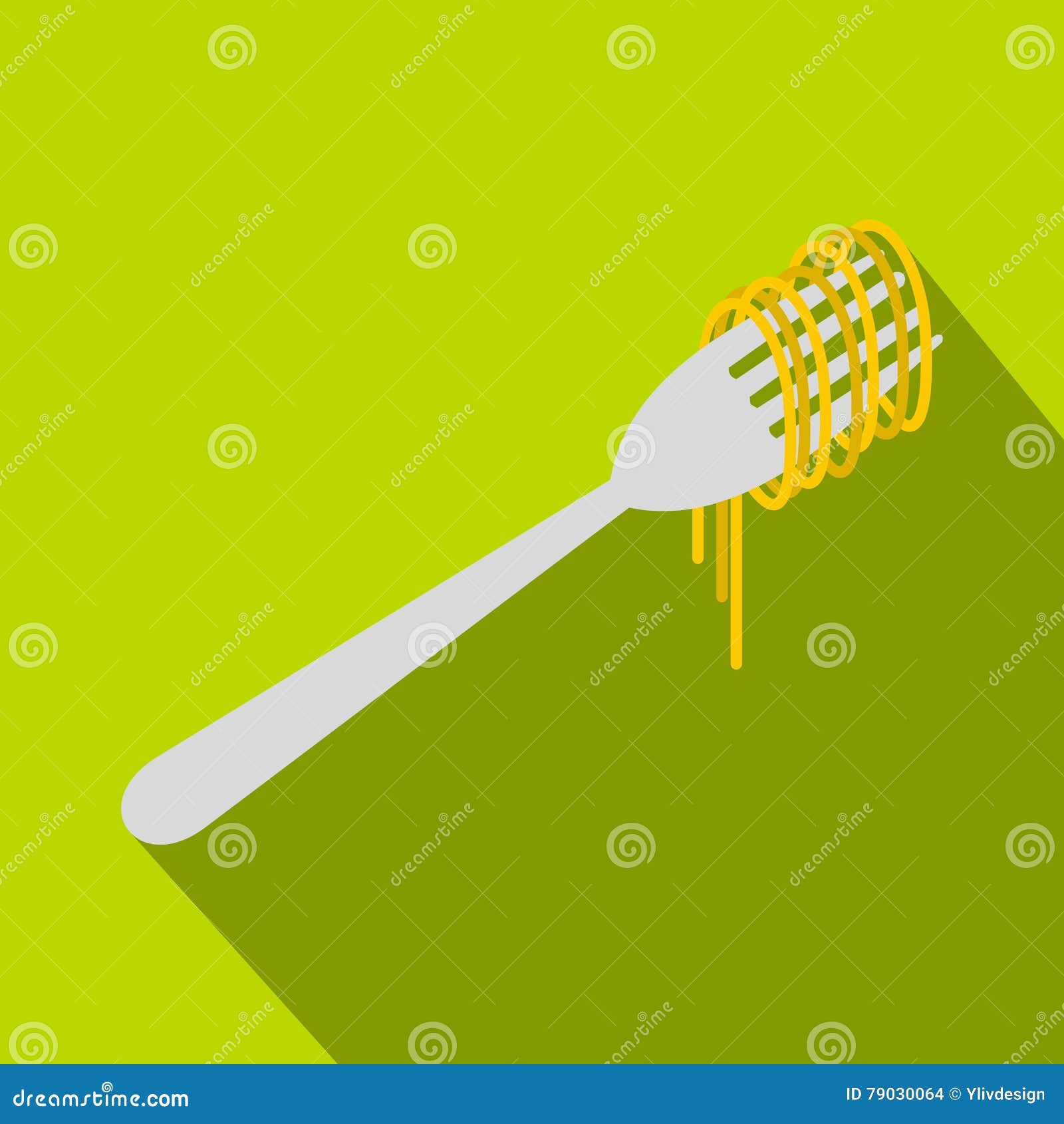 Spaghetti on a Fork Icon, Flat Style Stock Vector - Illustration of ...