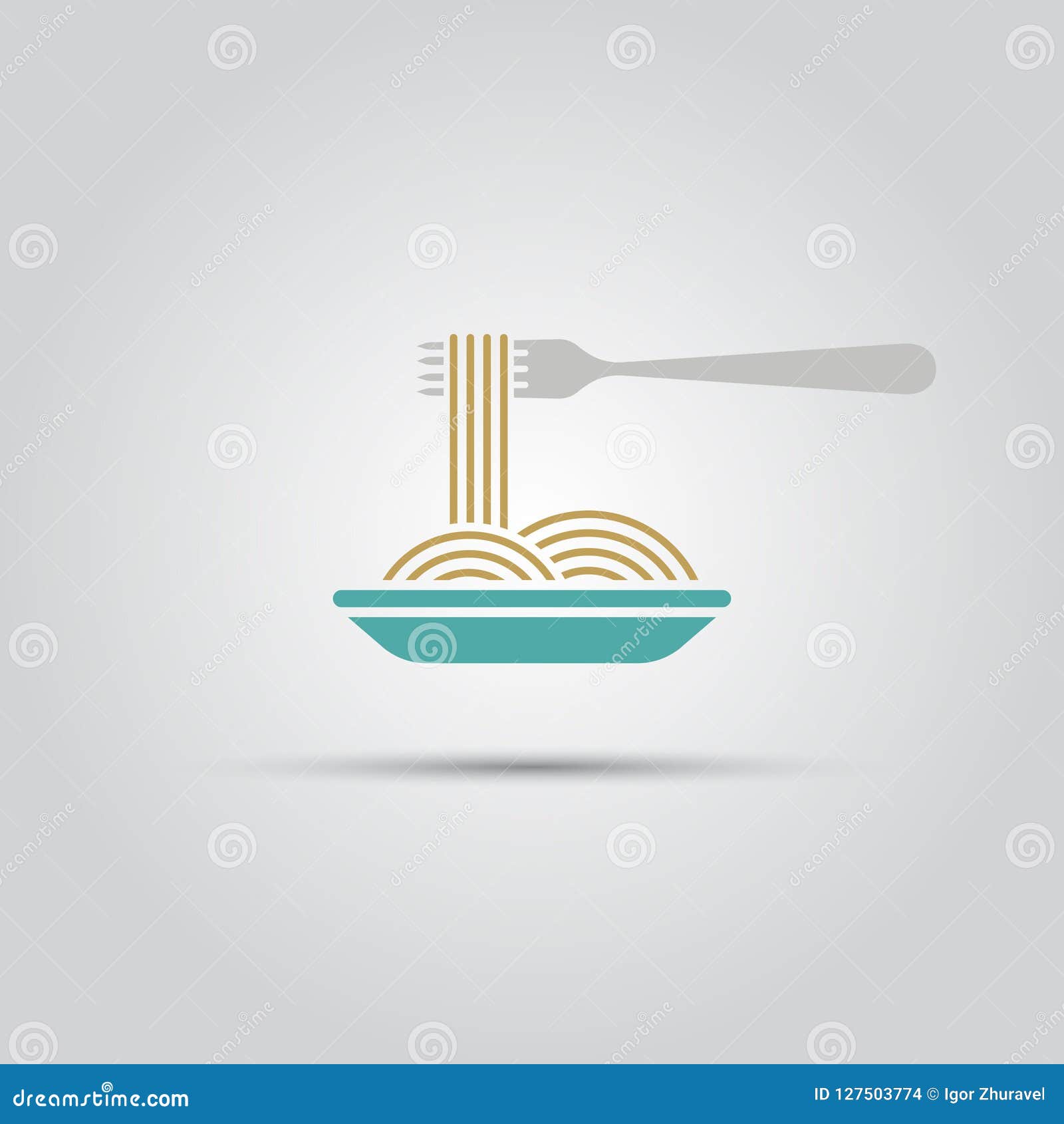 Spaghetti and Fork Isolated Vector Colored Icon Stock Vector ...