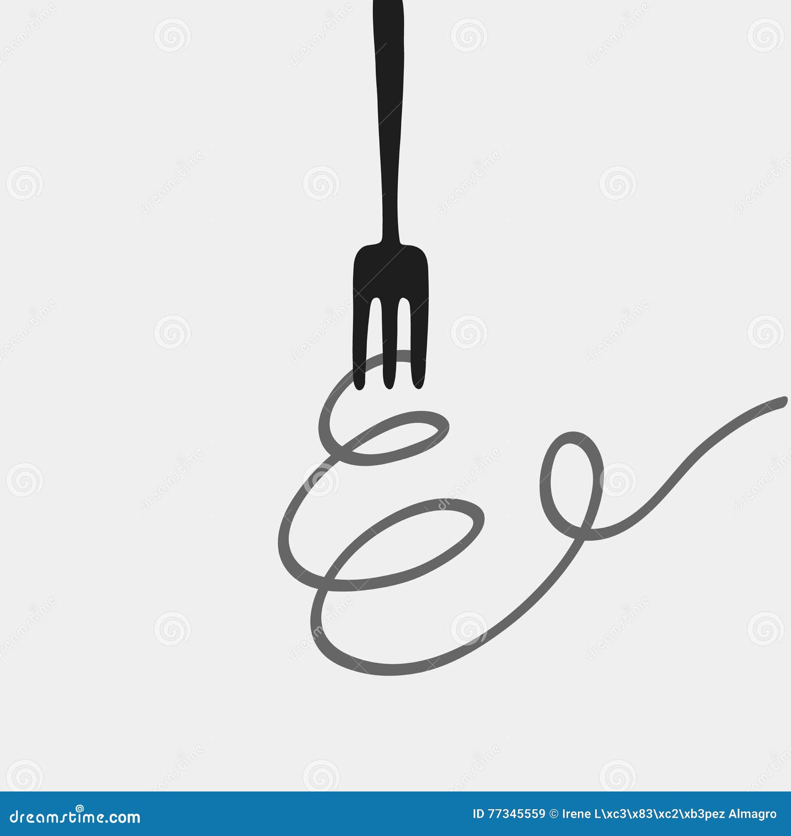 Spaghetti and fork logo stock vector. Illustration of fork - 77345559