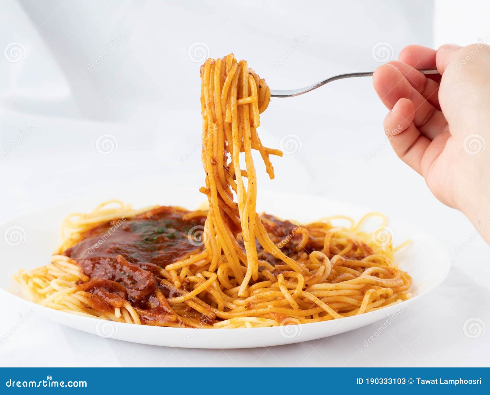 Spaghetti on a fork. stock image. Image of leaf, dinner - 190333103