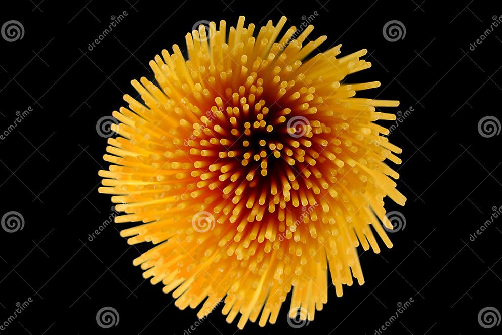 Spaghetti in the Form of Fireworks on a Black Background Isolate Stock ...