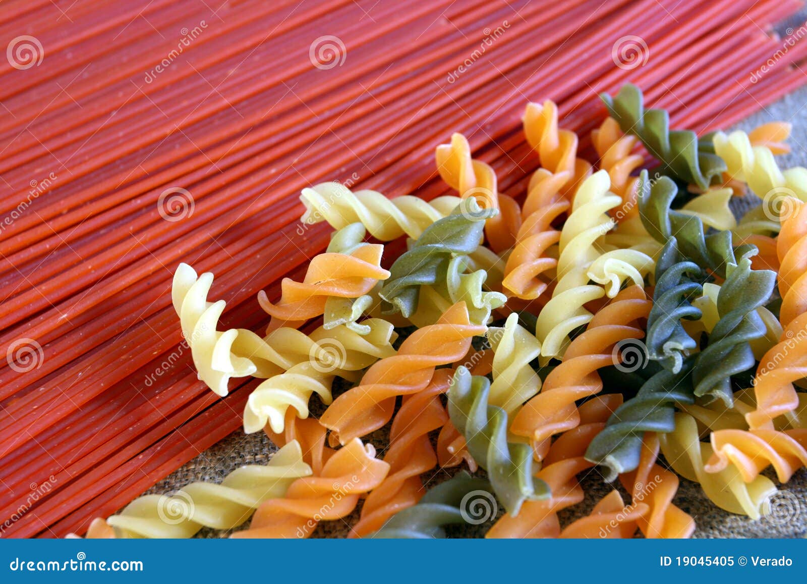 Spaghetti and Fusilli stock image. Image of fusilli, italian - 19045405