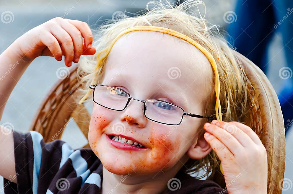 Spaghetti Hair stock photo. Image of food, child, eating - 21448856