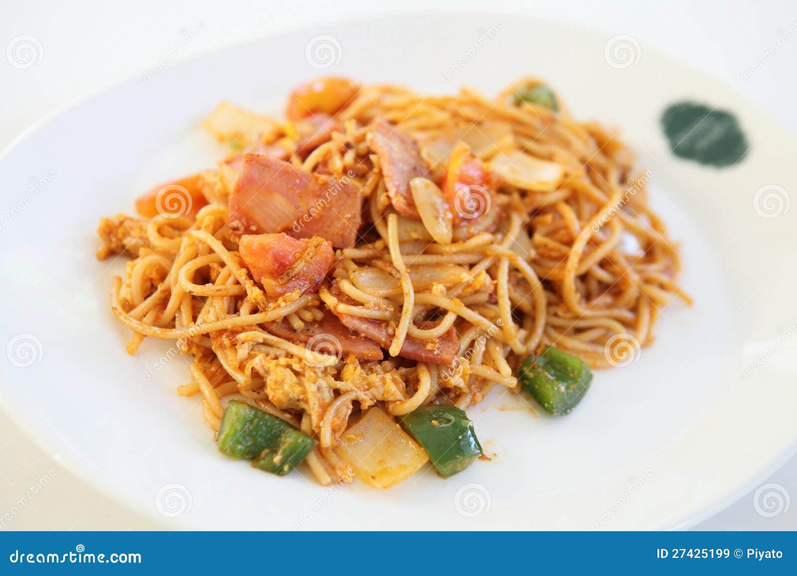 Spaghetti with ham stock image. Image of healthy, closeup - 27425199