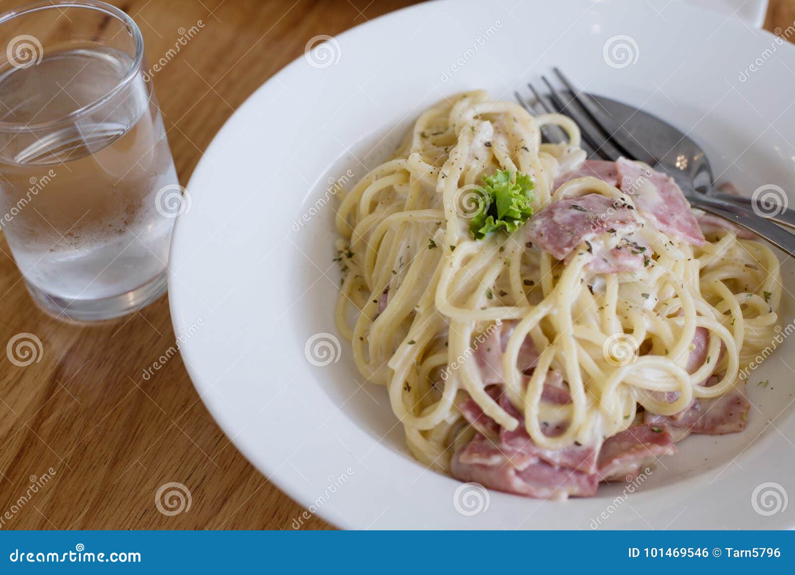 Spaghetti Ham and Cheese Put the Dish Stock Photo - Image of ...