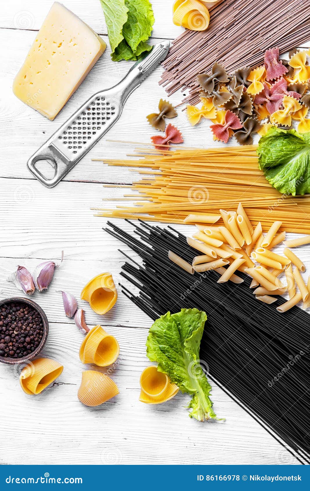 Spaghetti with Ingredients for Cooking Pasta Stock Photo - Image of ...