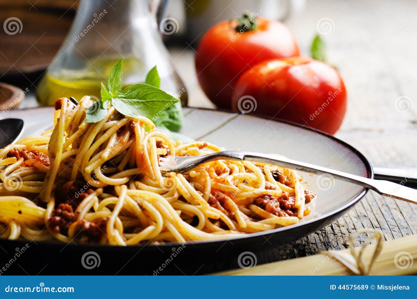 Spaghetti stock image. Image of dinner, herb, cuisine - 44575689
