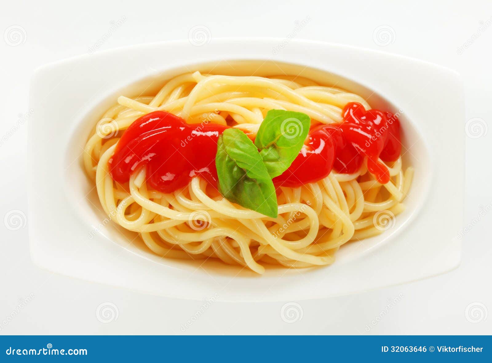 Spaghetti with ketchup stock photo. Image of plate, portion - 32063646