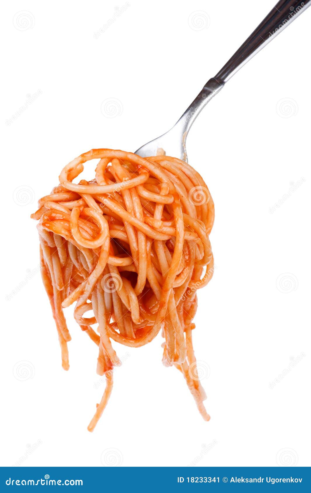 Spaghetti with Ketchup on Fork Close Up Stock Image - Image of ...