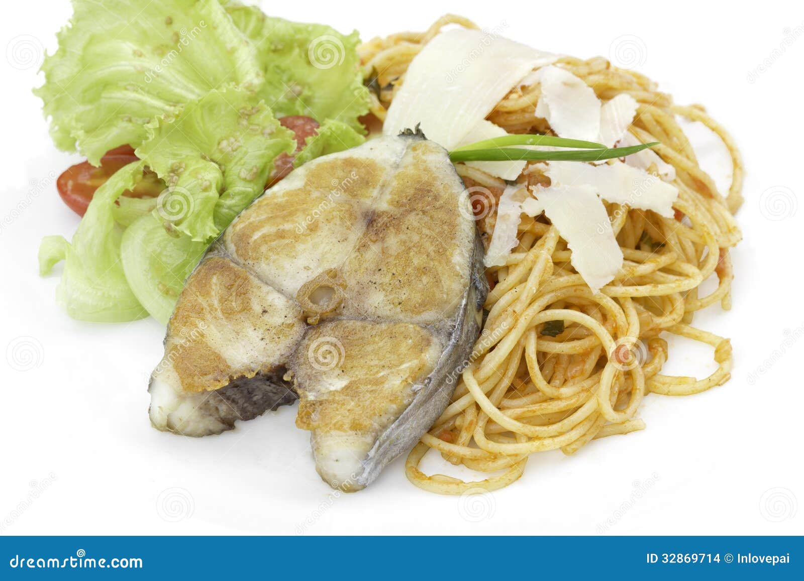 Spaghetti King Mackerel, Tomato Sauce Stock Photo - Image of parmesan ...