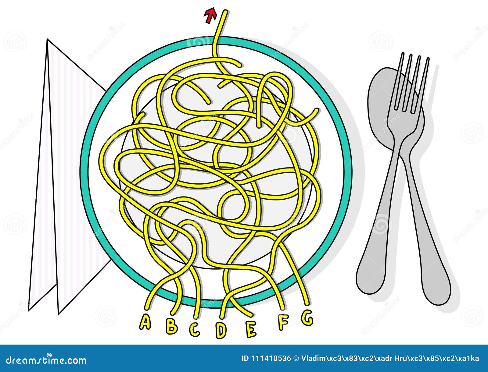 Spaghetti Labyrinth Vector Maze Game Puzzle With Solution In Hidden ...