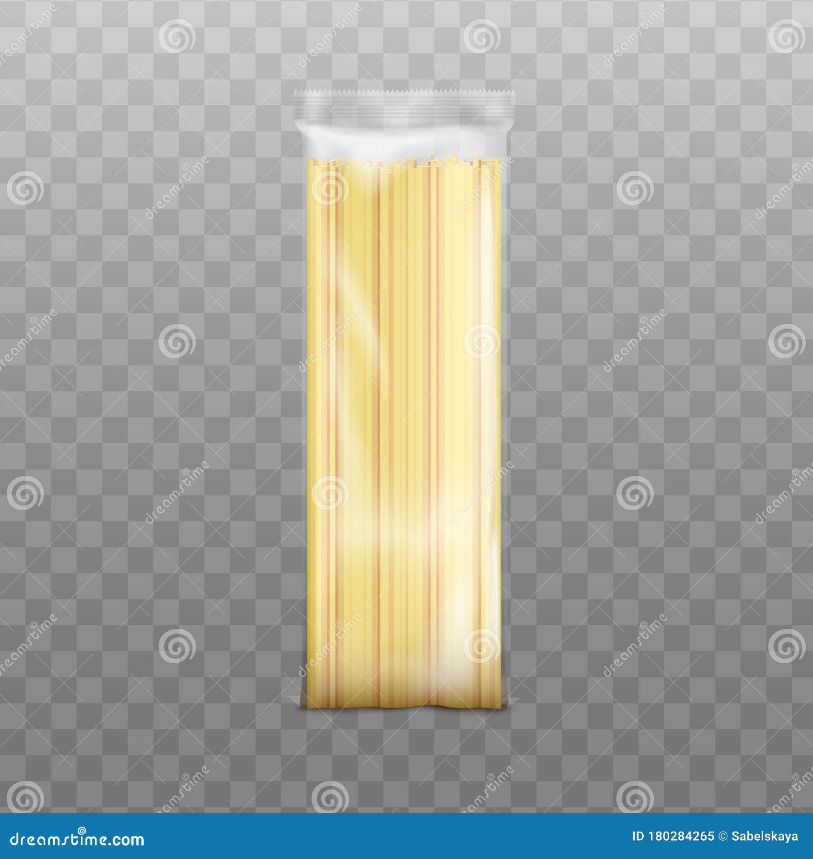 Spaghetti Long Pasta Packaging Template, Realistic Vector Illustration ...