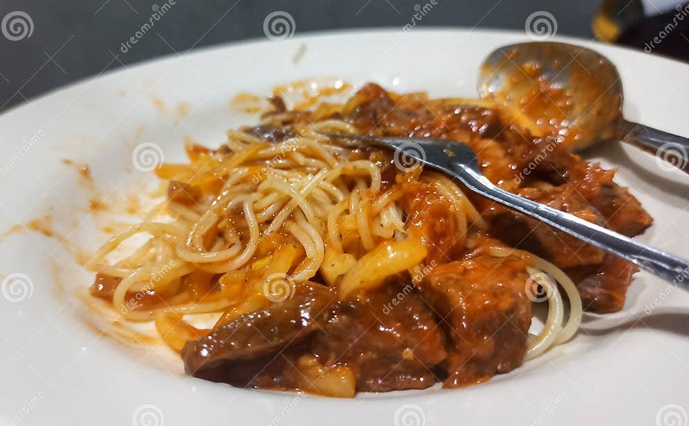 Spaghetti that Looks Bad in a Restaurant Stock Image - Image of soup ...