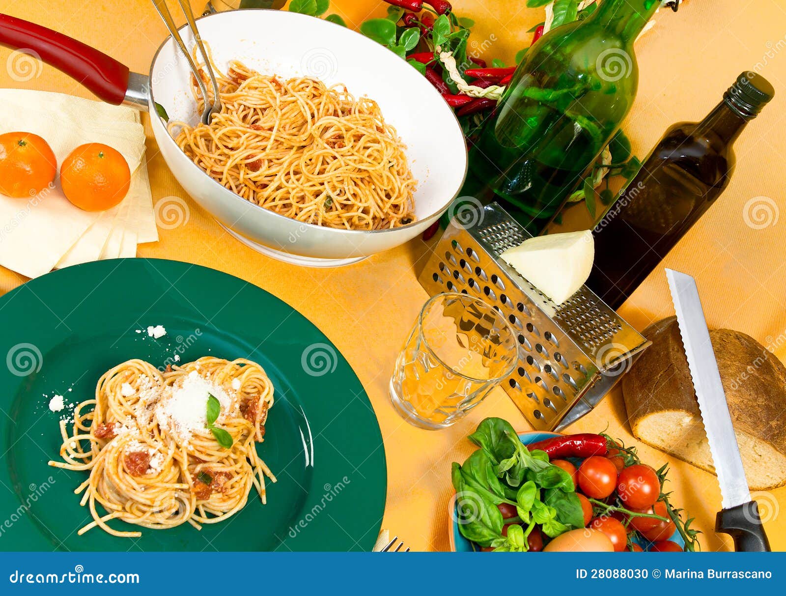 Spaghetti for lunch stock photo. Image of carafe, objects - 28088030