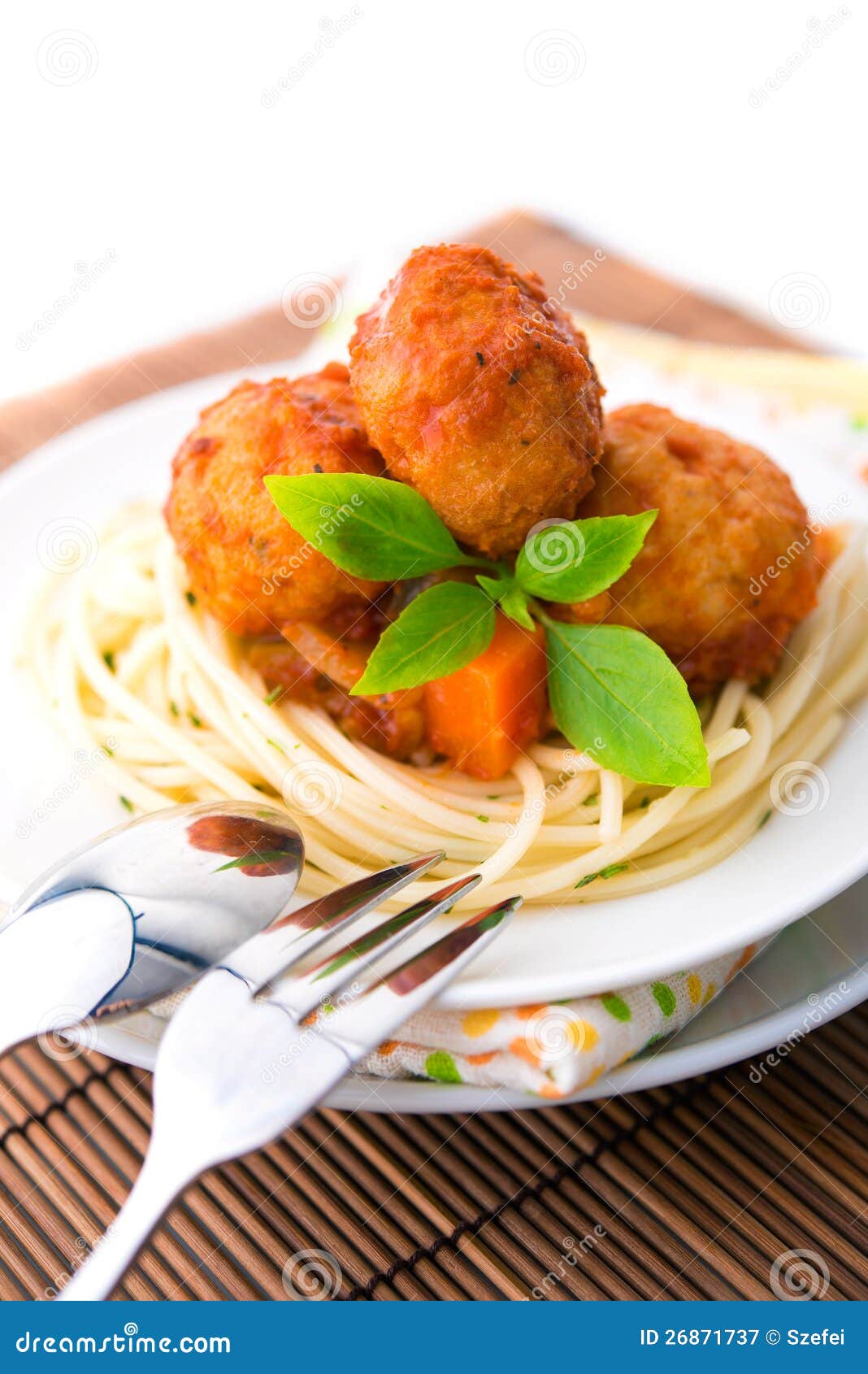 Spaghetti and meat ball stock image. Image of noodles - 26871737