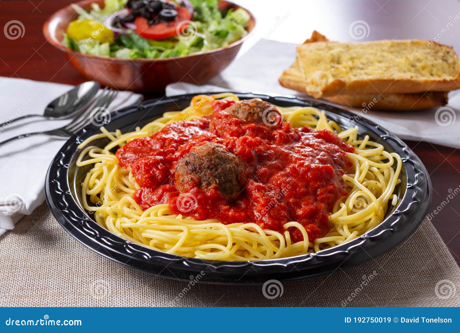 Spaghetti meatballs dinner stock image. Image of store - 192750019