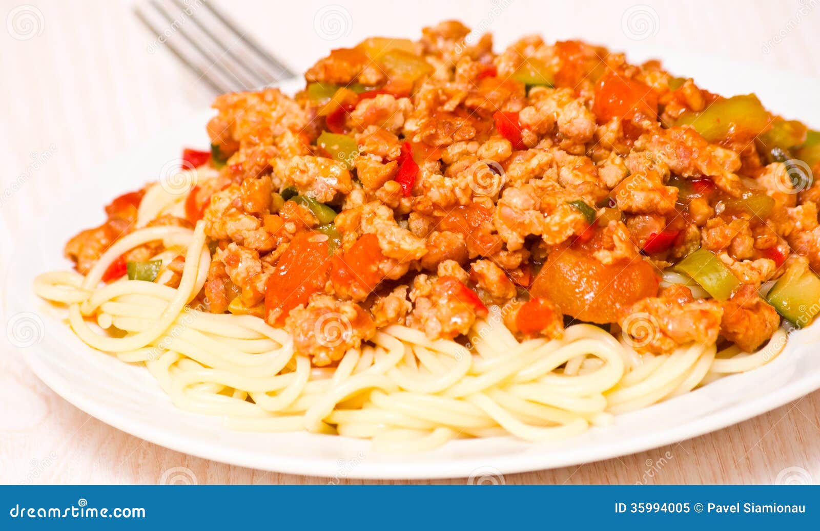 Spaghetti with Minced Meat and Vegetables Stock Image - Image of ...