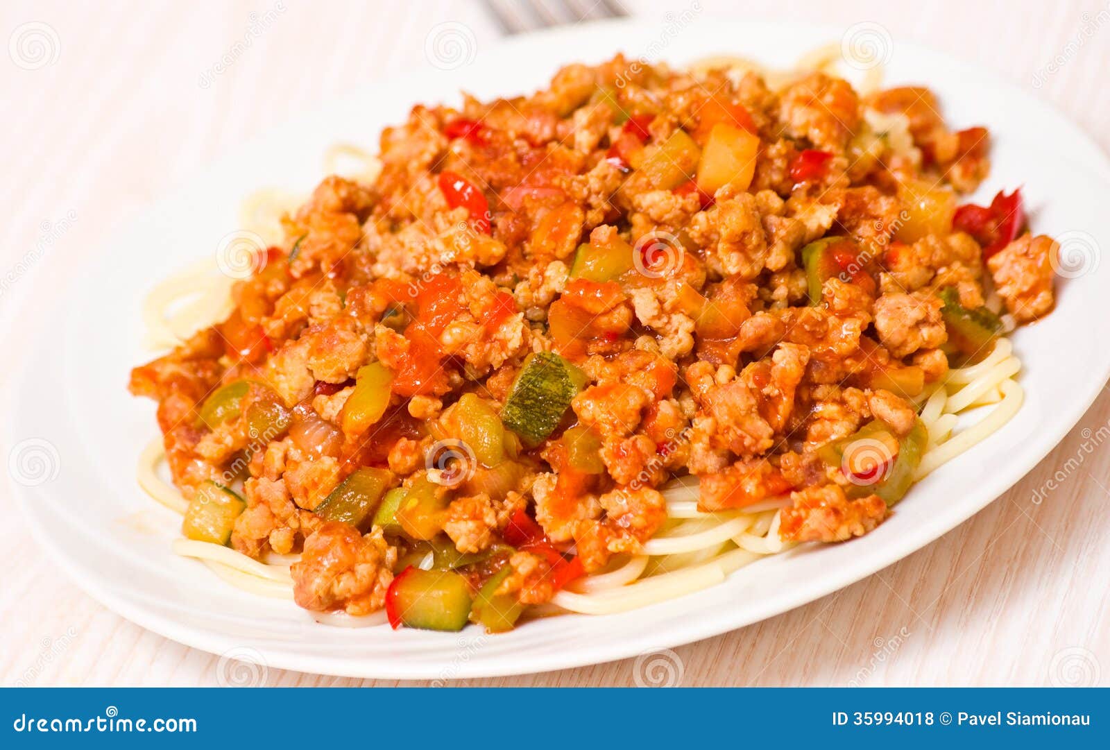 Spaghetti with Minced Meat and Vegetables Stock Photo - Image of fresh ...