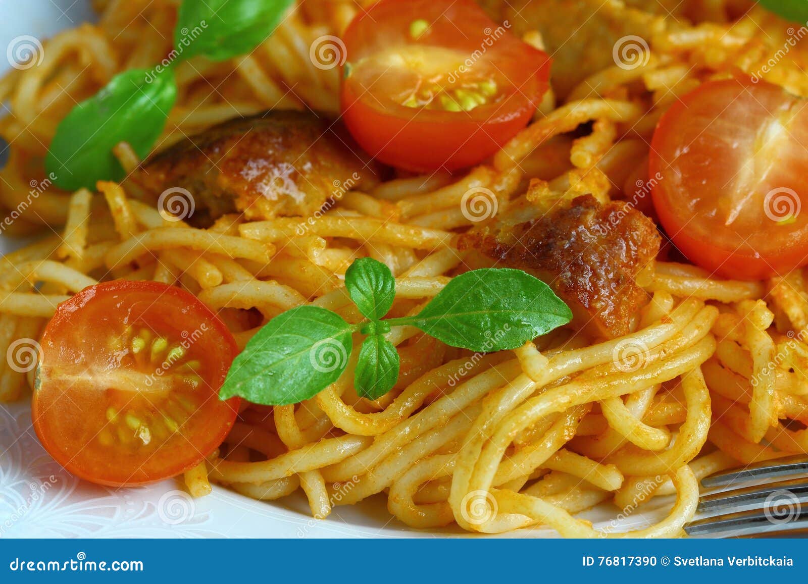 Spaghetti with Minced Meat and Vegetables. Stock Photo - Image of leaf ...