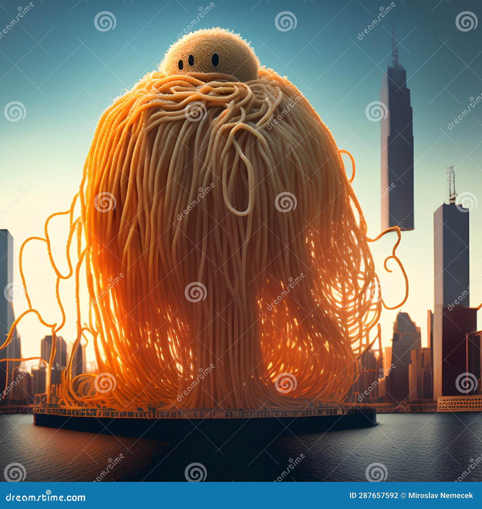 Spaghetti Monster Attacks, Generative AI Illustration Stock ...
