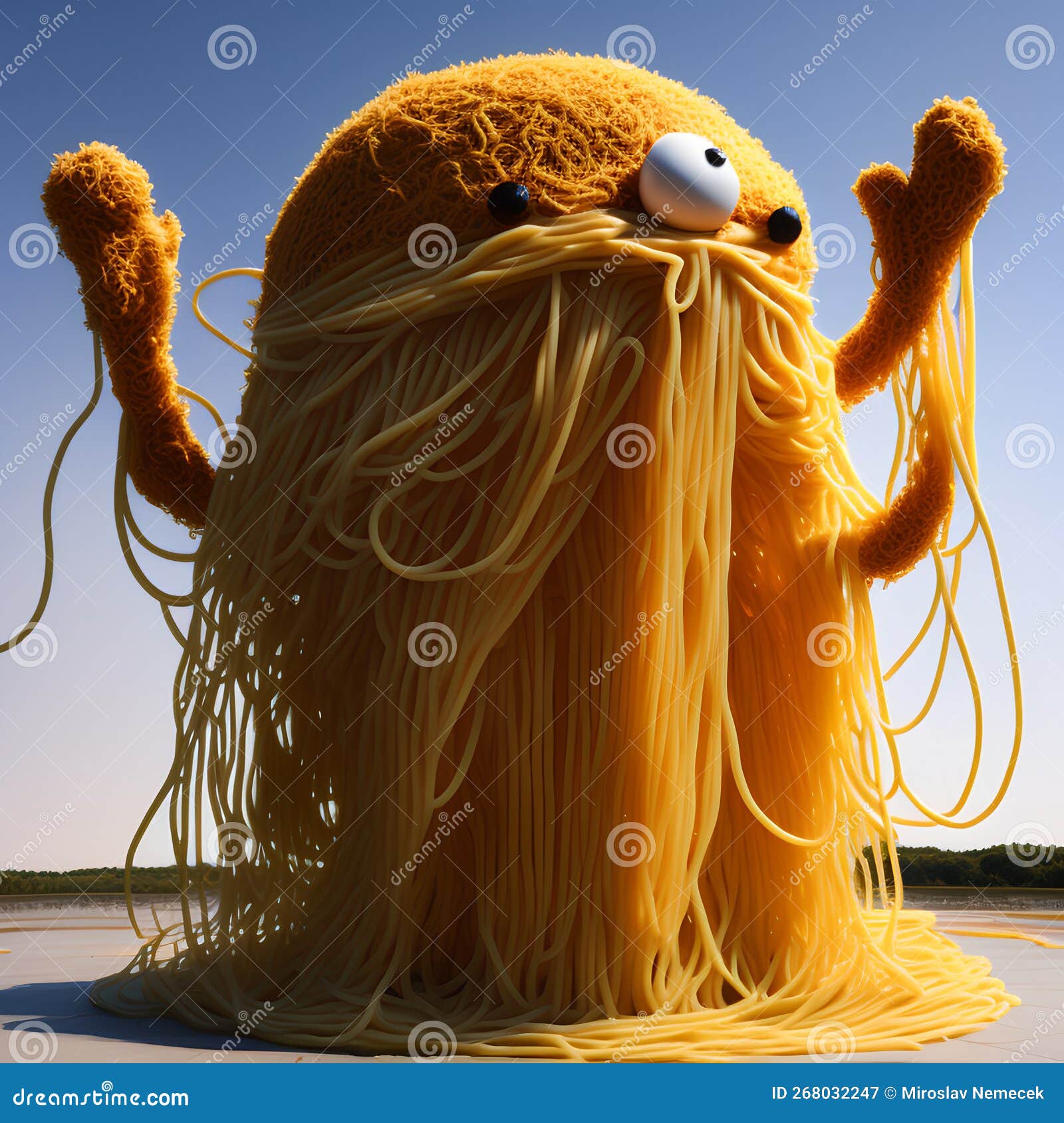 Spaghetti Monster Attacks, Generative AI Illustration Stock ...