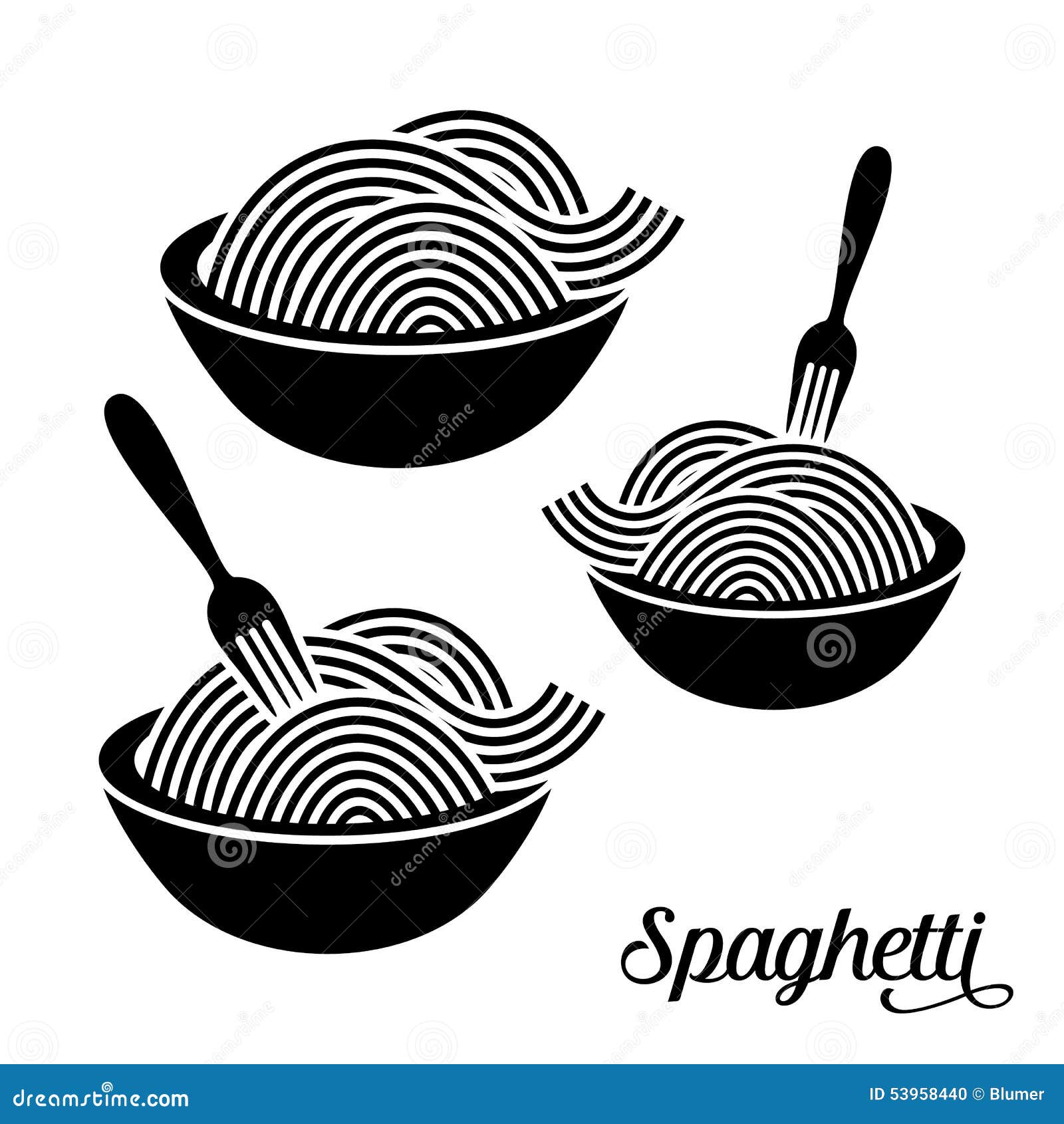 Spaghetti Or Noodle Icons Vector Illustration | CartoonDealer.com #53958440