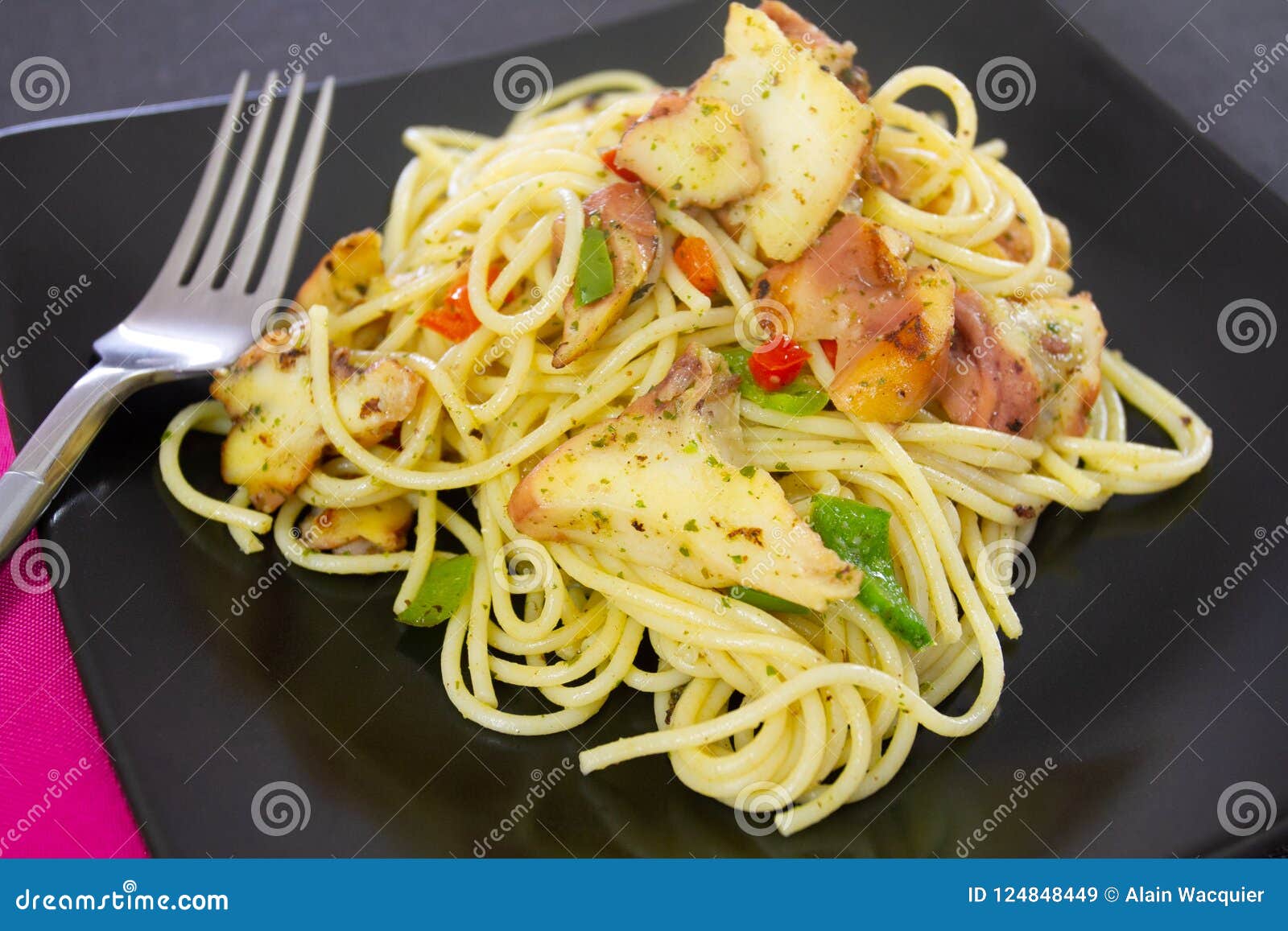 Spaghetti with Octopus Vegetables Stock Image - Image of grilled ...