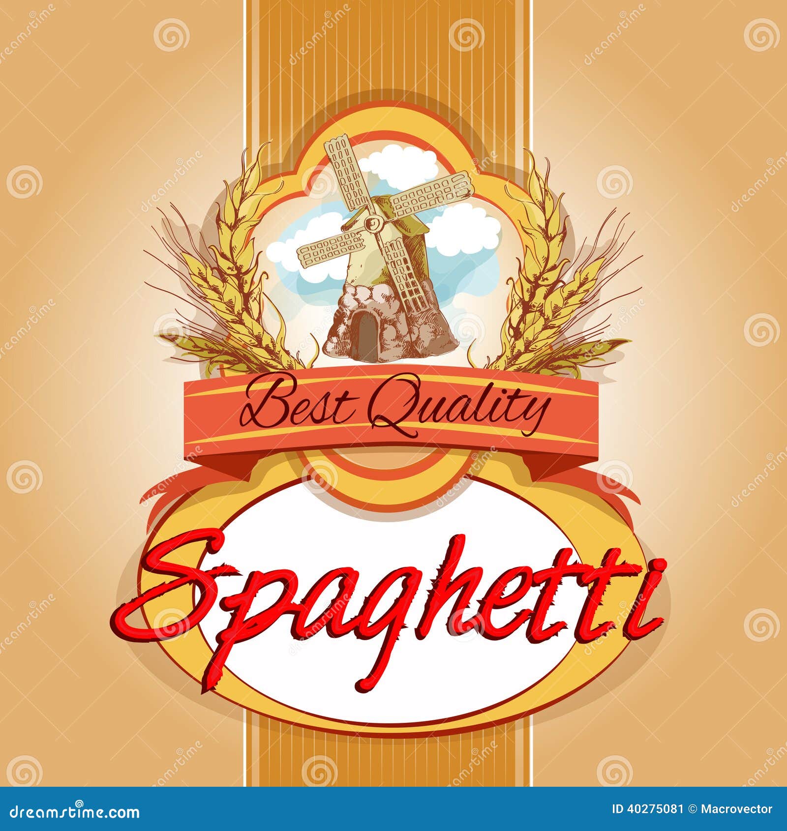 Spaghetti pack label stock vector. Illustration of agriculture - 40275081