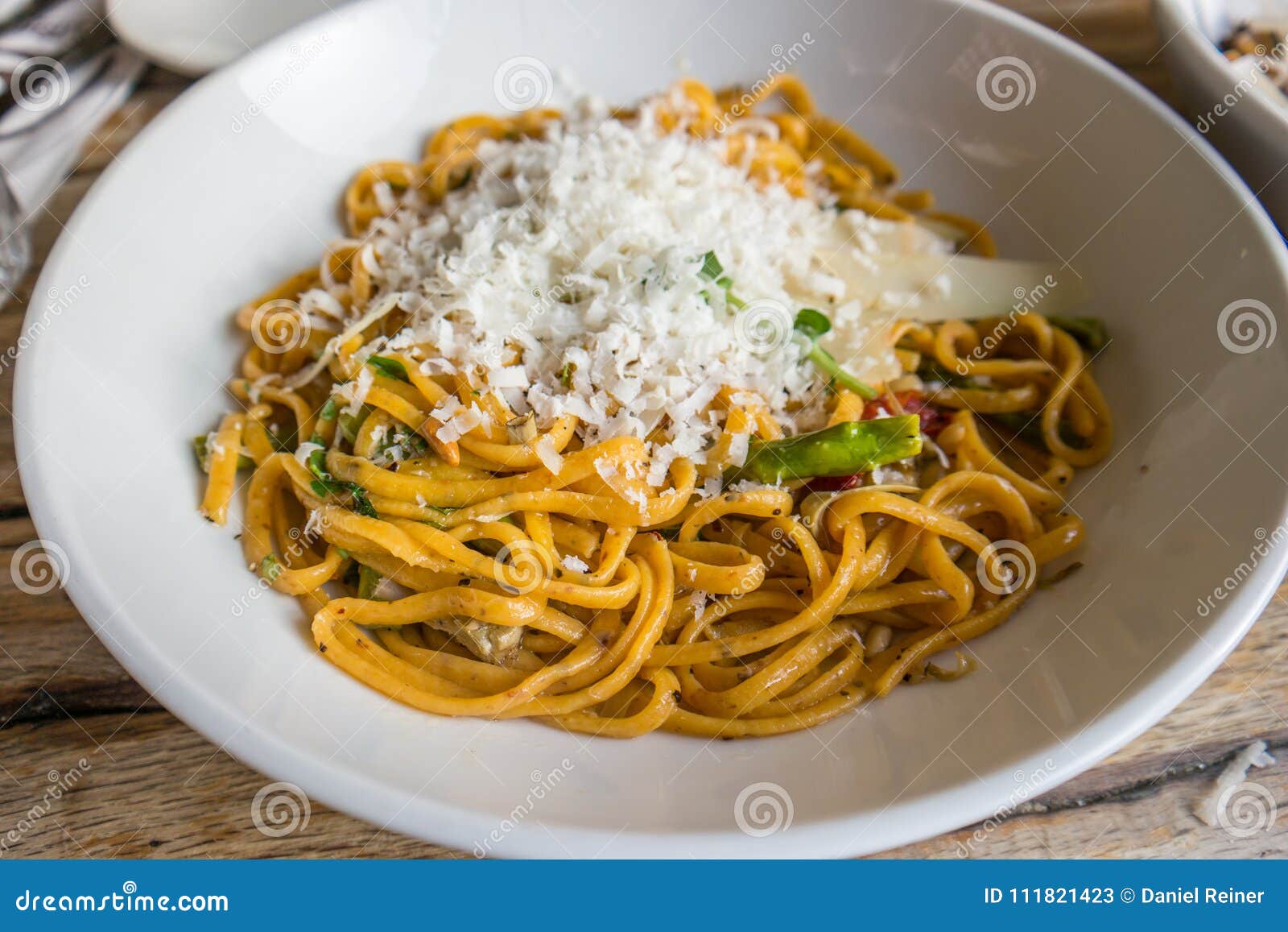 Spaghetti with Parmesan stock image. Image of dish, cooked - 111821423
