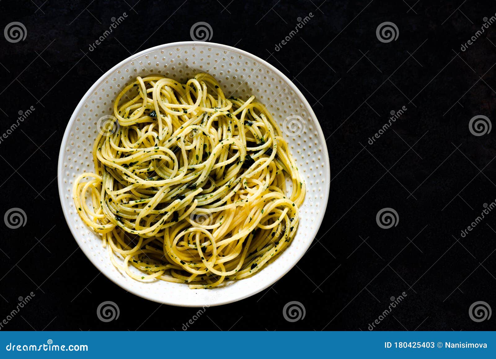 Spaghetti pasta in a bowl stock image. Image of bacon - 180425403