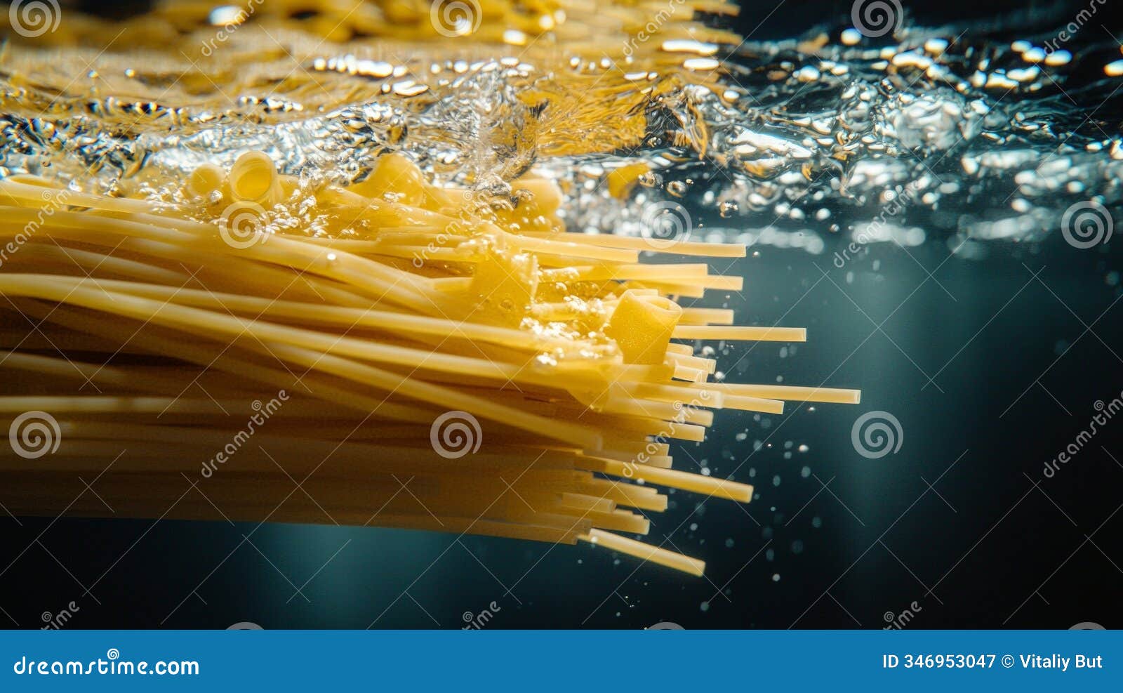 Spaghetti Pasta Floats Separately Water Creating Eye Catching Visual ...