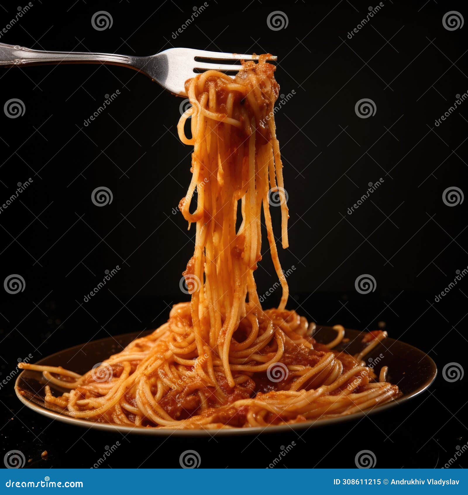 Spaghetti Pasta with a Fork Stock Illustration - Illustration of ...