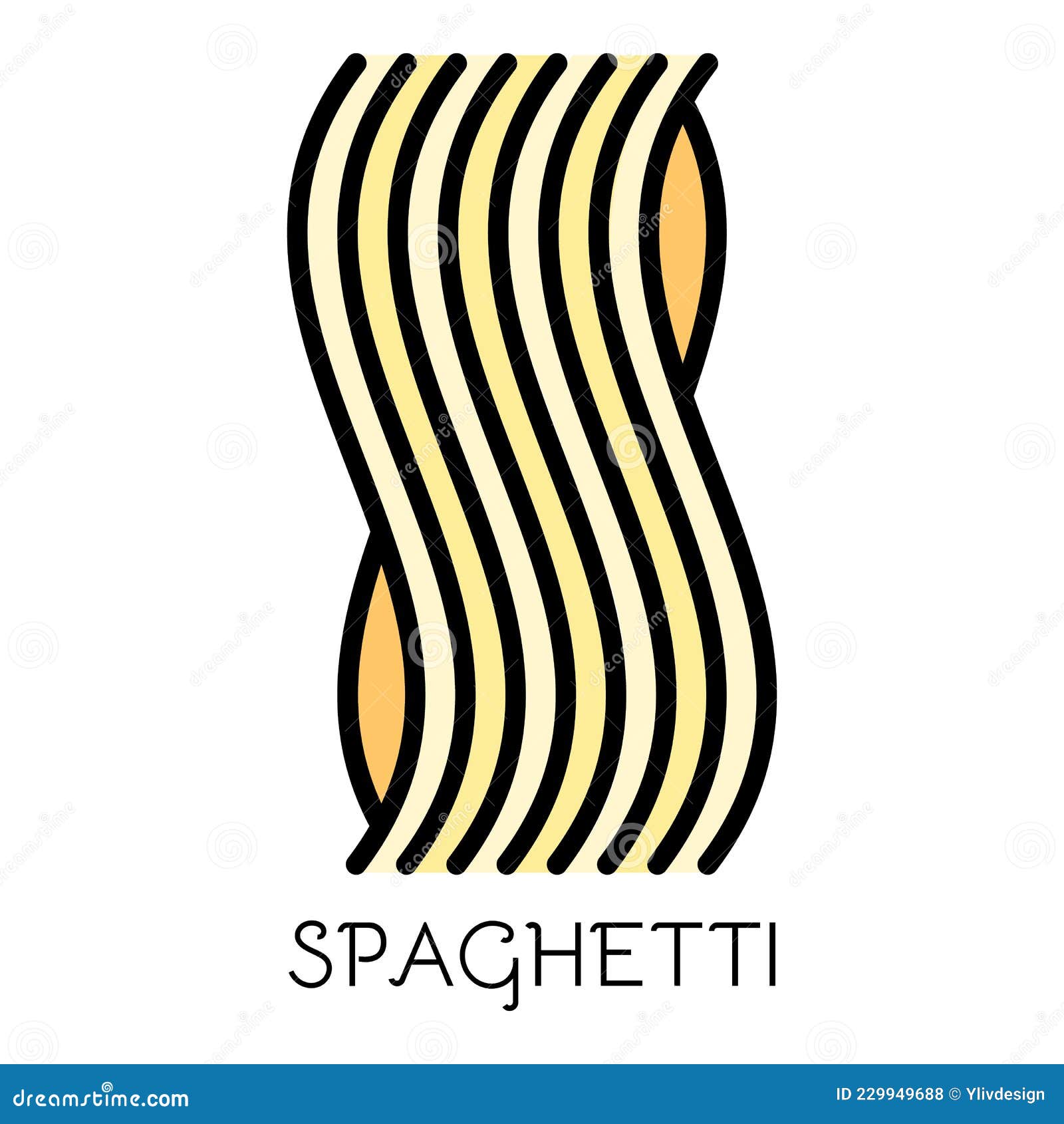 Spaghetti Pasta Icon Color Outline Vector Stock Vector - Illustration ...