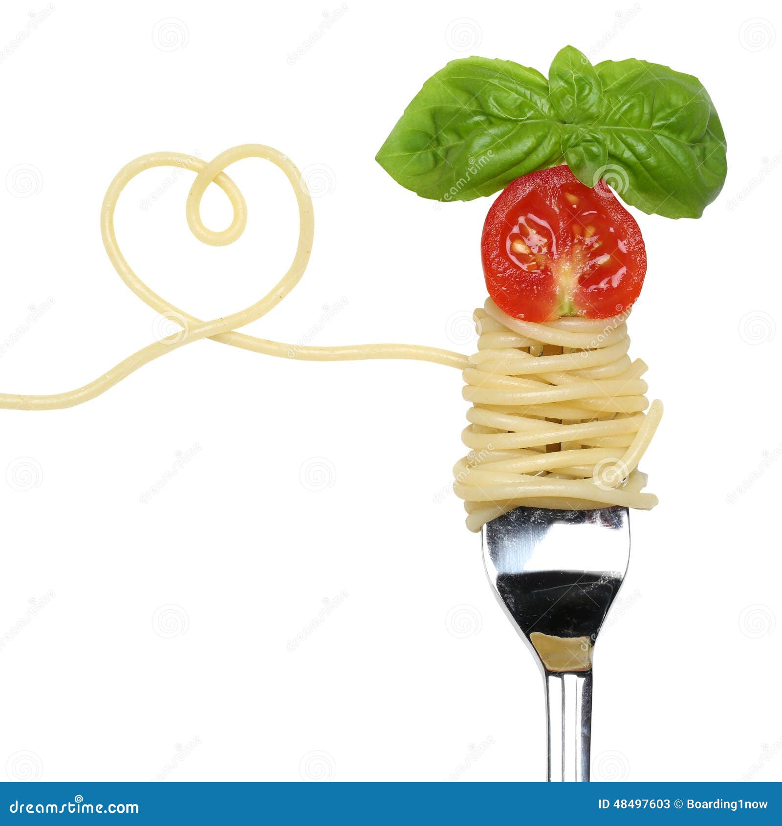 Spaghetti Pasta Meal with Heart on a Fork Love Topic Stock Image ...
