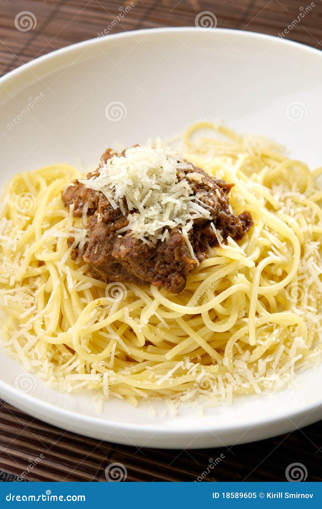 Spaghetti Pasta with Meat and Cheese Stock Image - Image of delicious ...