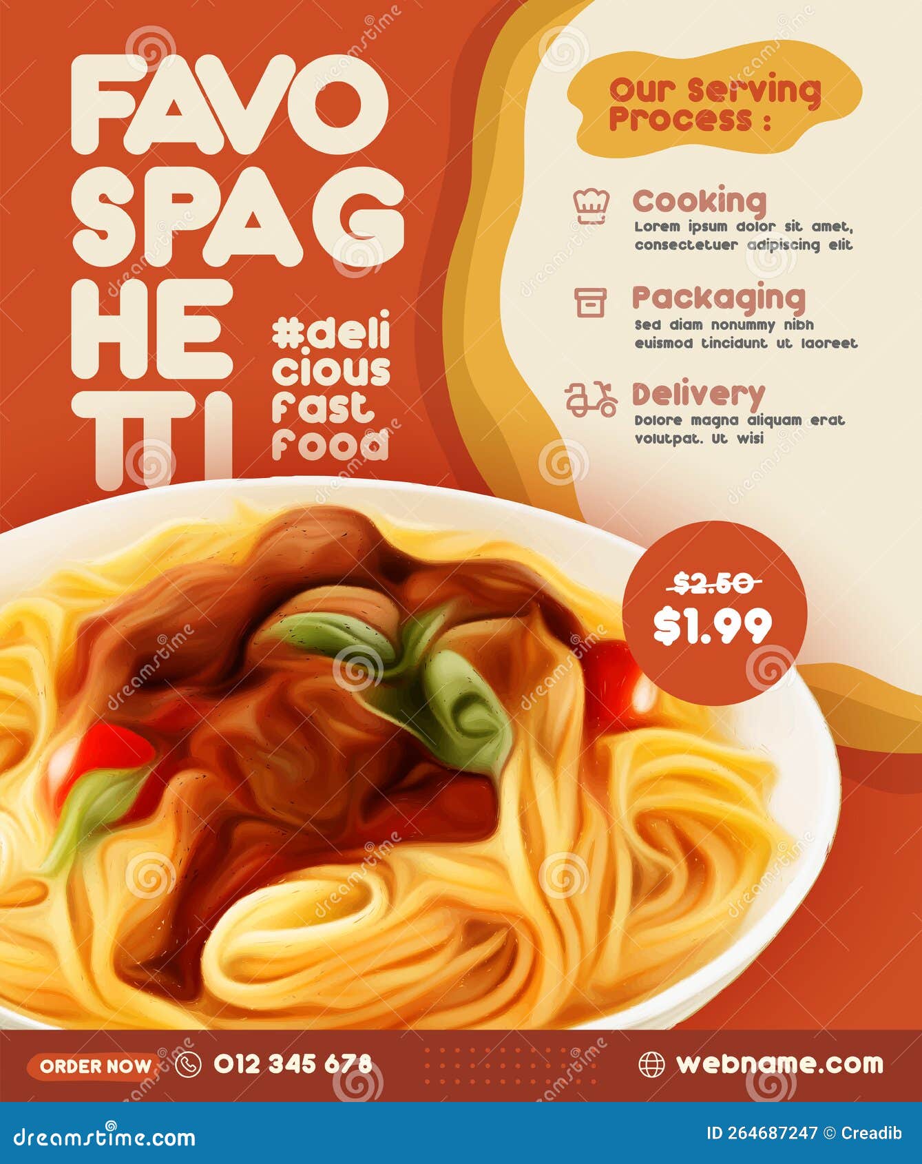 Spaghetti Pasta With Meatballs Restaurant Social Media Posts Cartoon ...