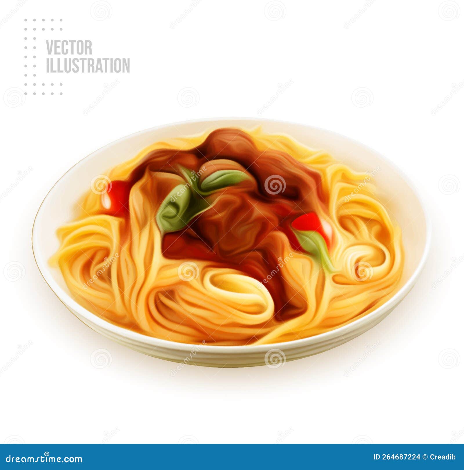 Spaghetti Pasta with Meatballs Vector Illustration Stock Vector ...