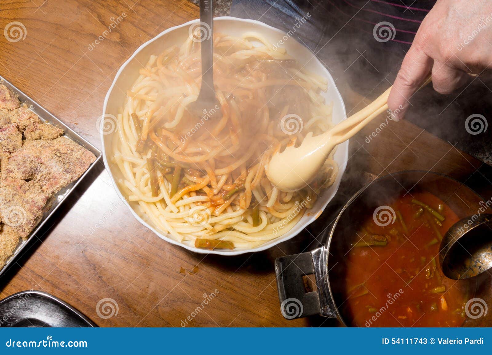 Spaghetti Pasta Preparation Stock Image - Image of color, cooking: 54111743