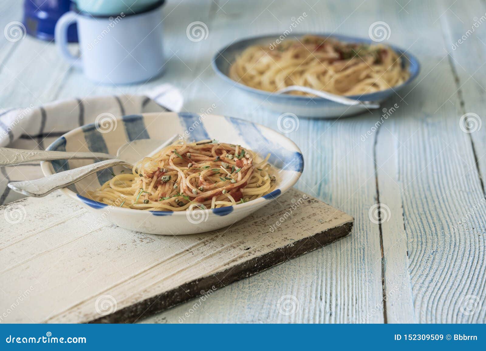 Spaghetti Pasta on a Wooden Table Stock Image - Image of italian ...
