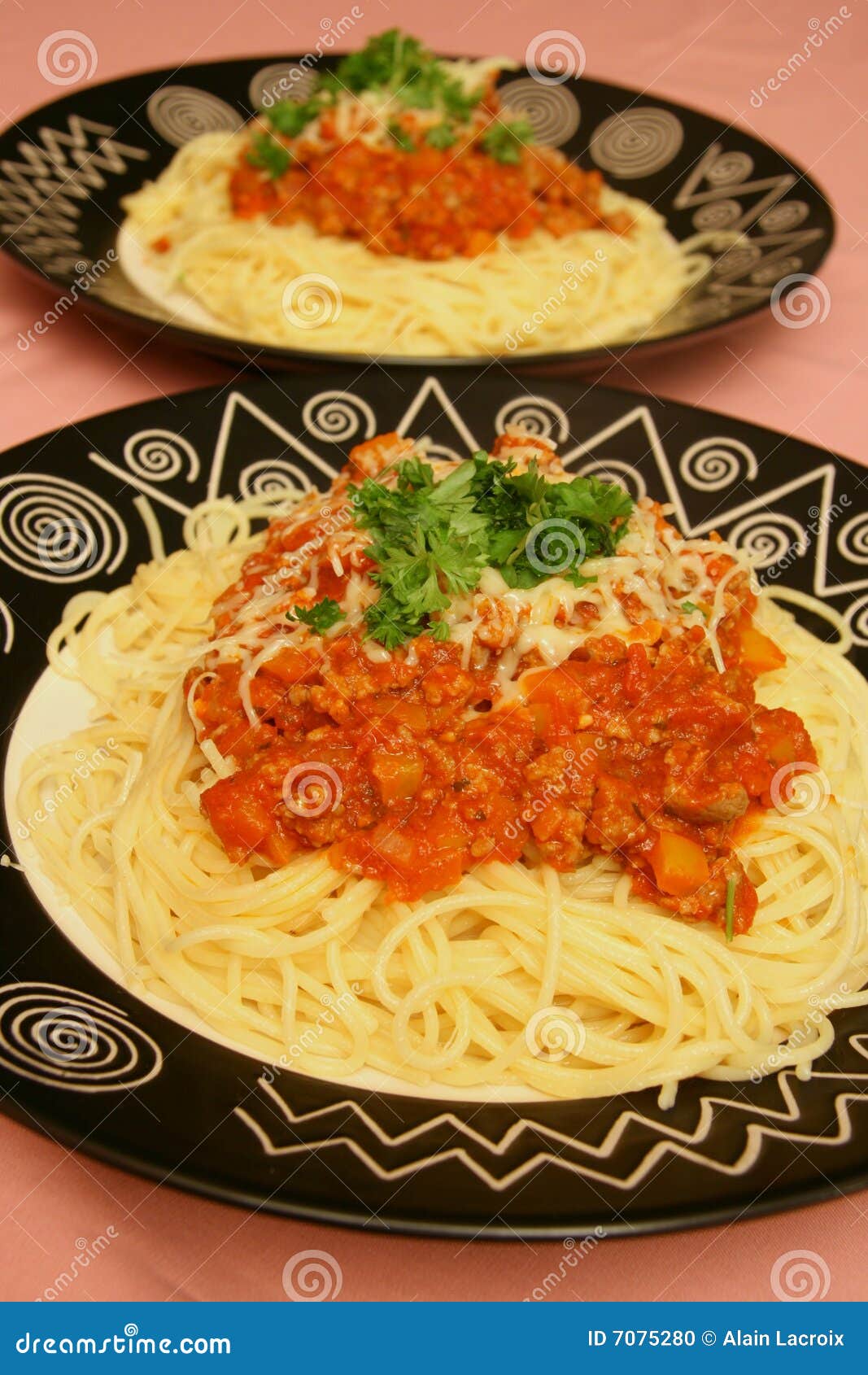 Spaghetti plates stock photo. Image of hunger, colors - 7075280