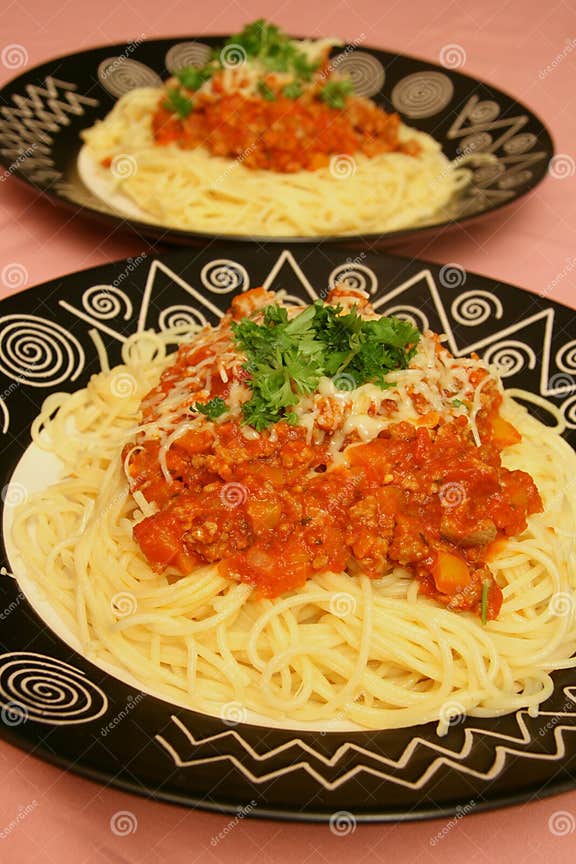 Spaghetti plates stock photo. Image of hunger, colors - 7075280