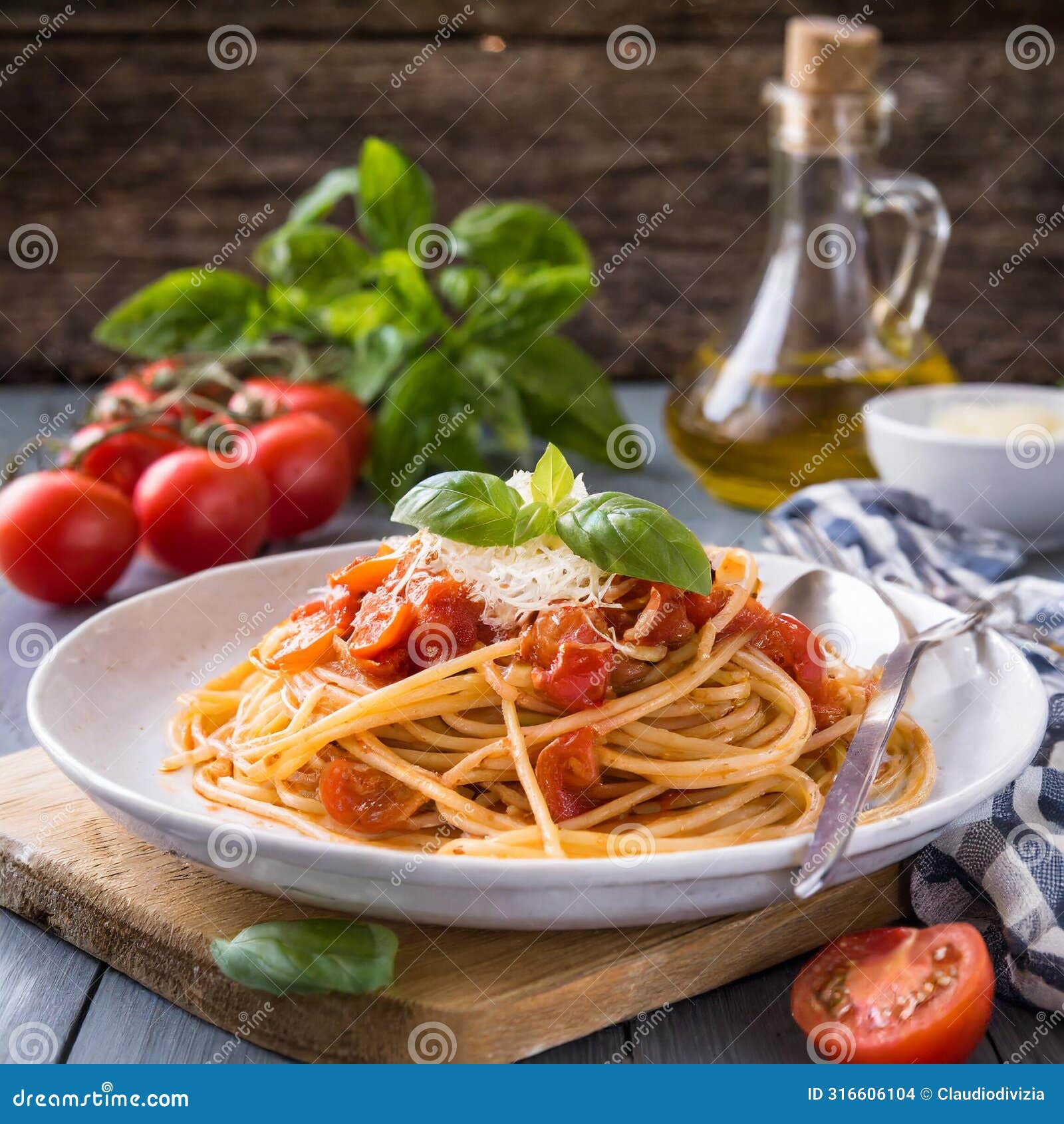 Spaghetti Pomodoro On Plain White Background - Product Photography ...