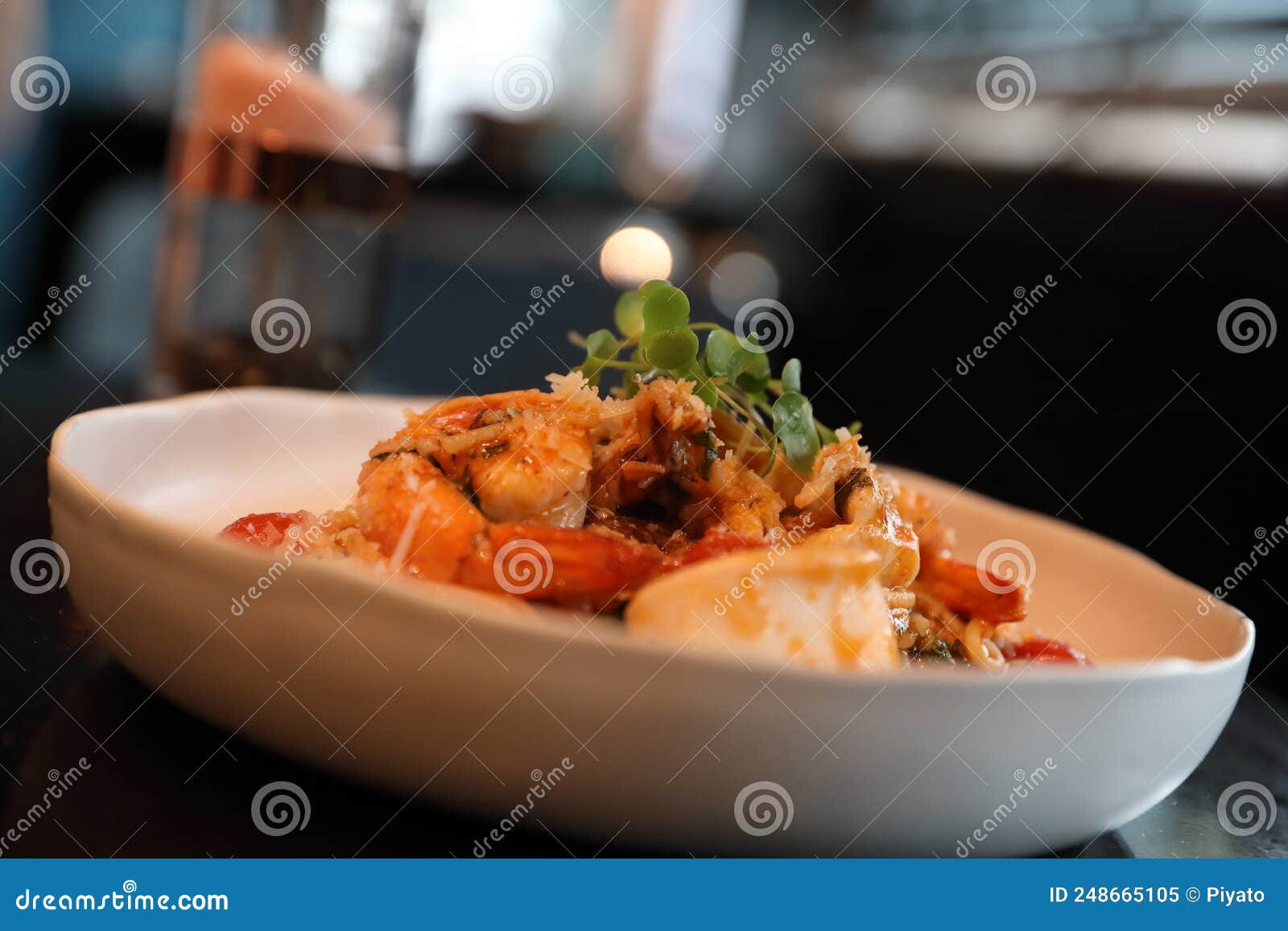 Spaghetti Pomodoro with Sea Food Stock Image - Image of cheese, italian ...
